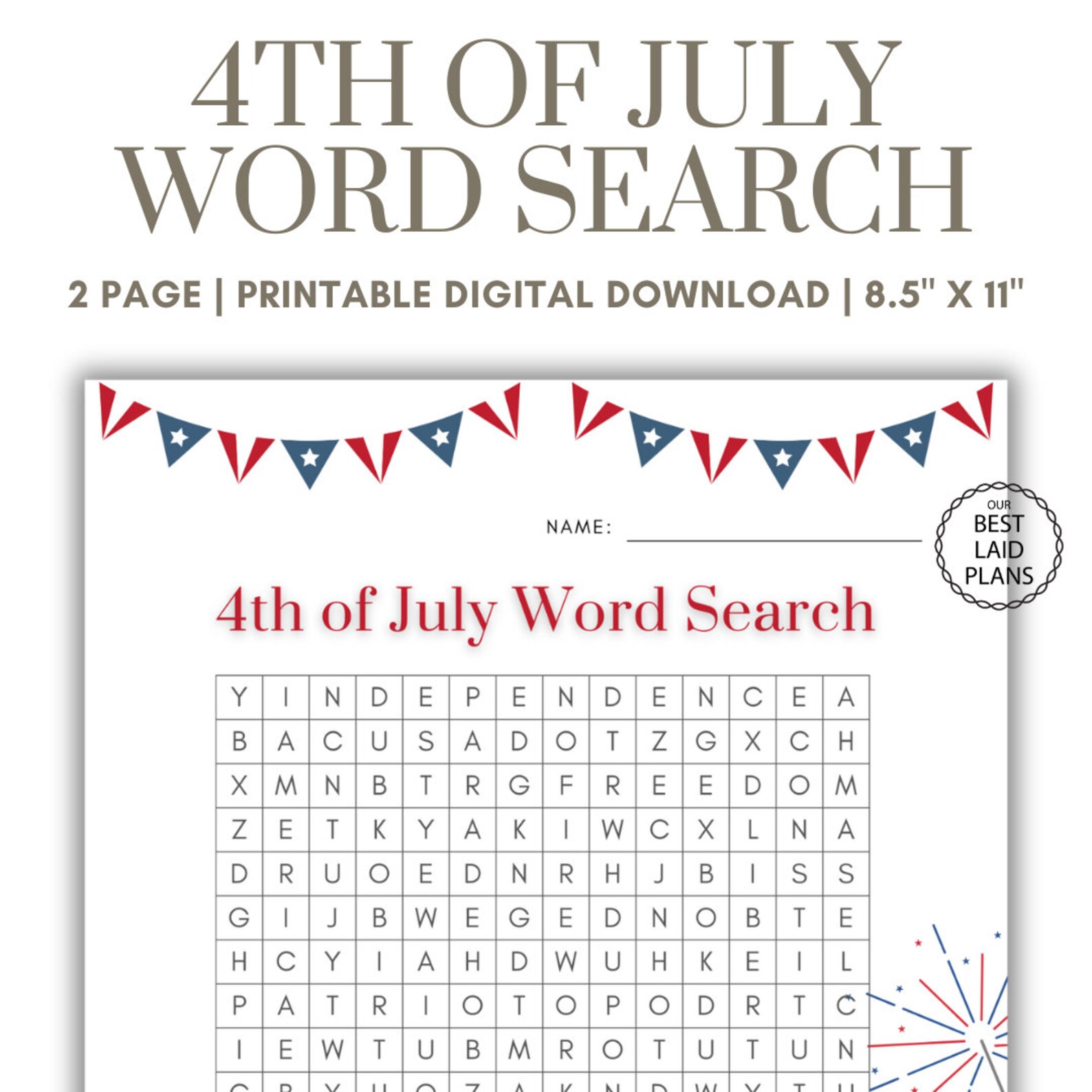 4th of July Word Search Printable Fourth of July Word Find PDF ...