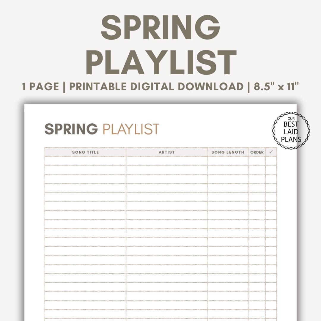 Spring Playlist Printable Planner PDF, Spring Music Planner, Spring ...