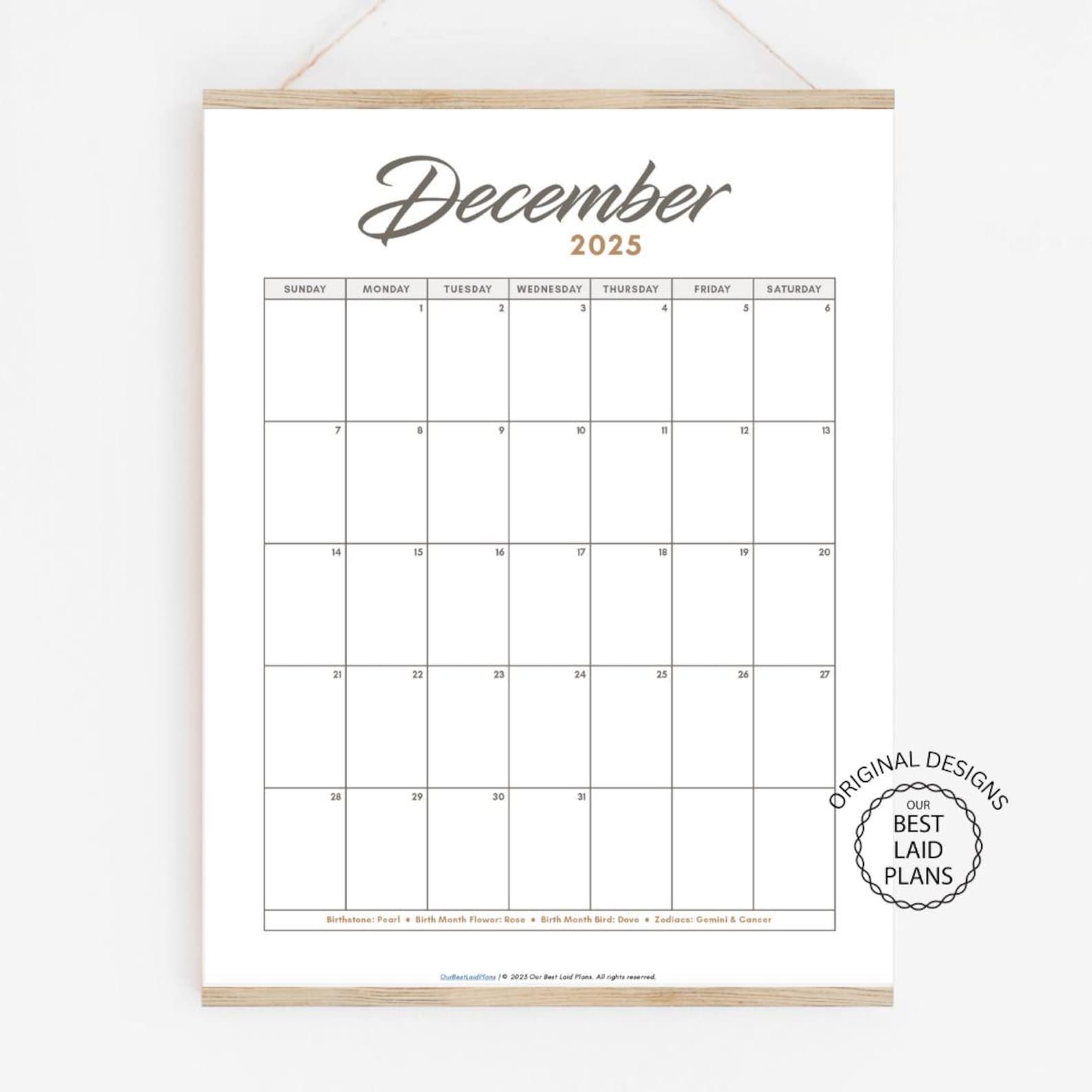 December 2025 Calendar Printable Download December 2025 Printable PDF ...