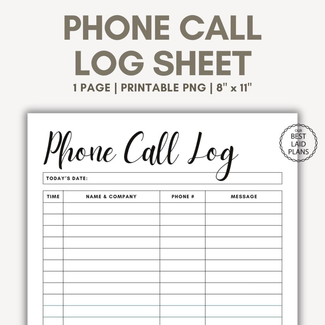 Phone Call Log Sheet Printable, Phone Call Message Log Template ...