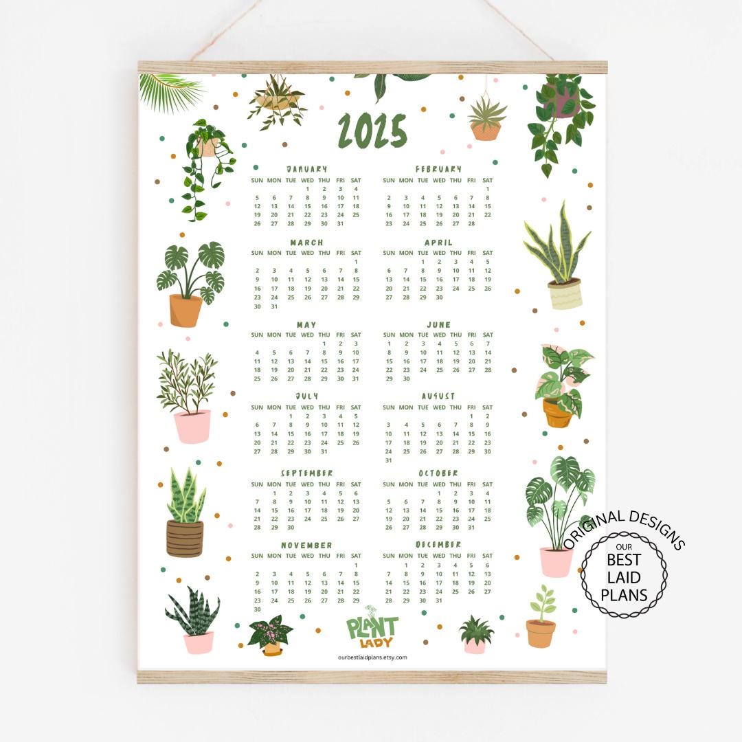 2025 Calendar Printable Plant Theme 2025 at a Glance Calendar 2025 ...