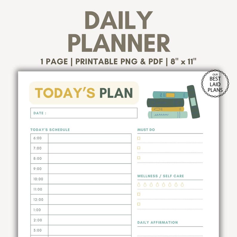 Cute Student Daily Planner Printable PDF Schedule and Agenda With Hours ...