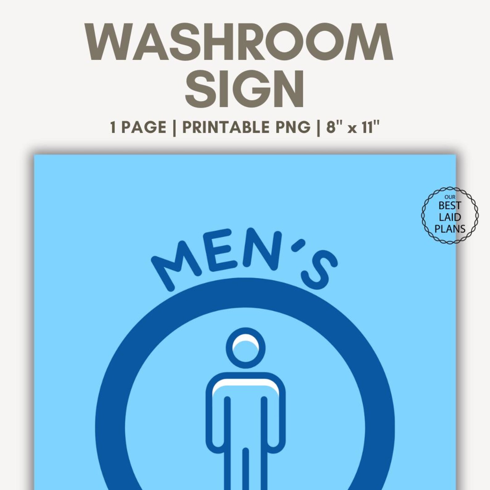 Mens Washroom Sign Printable, Mens Bathroom Sign Printable, Mens ...