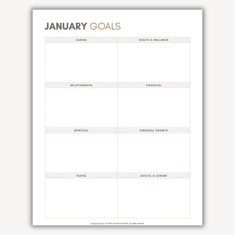 Monthly Goal Planner Printable, Monthly Goal Tracker Monthly Goal Sheet ...