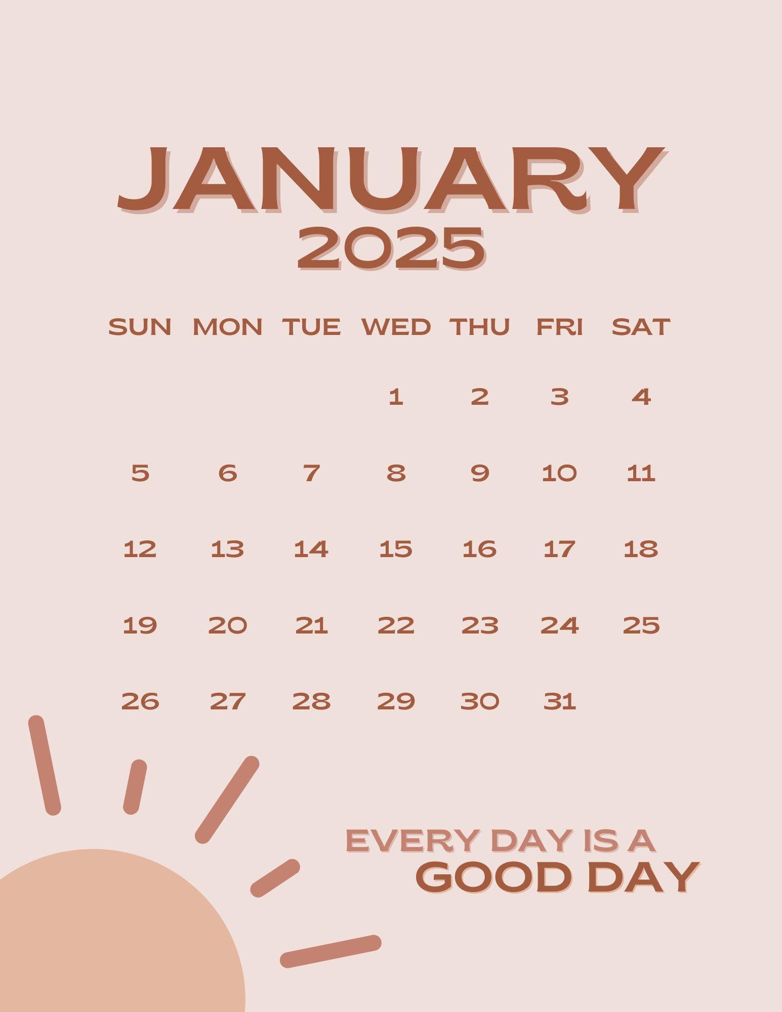 January 2025 Calendar Printable PDF January 2025 Calendar Page Jan 2025 ...