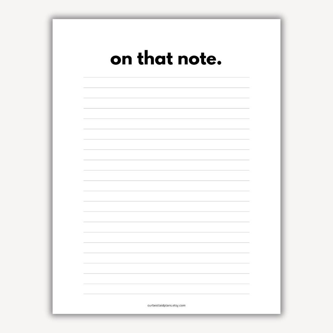 Notes Page Printable Notepad Printable PDF Notes Printable Notepad ...