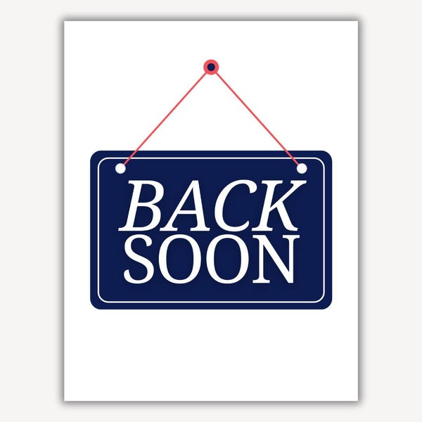 Be Back Soon Sign - Etsy
