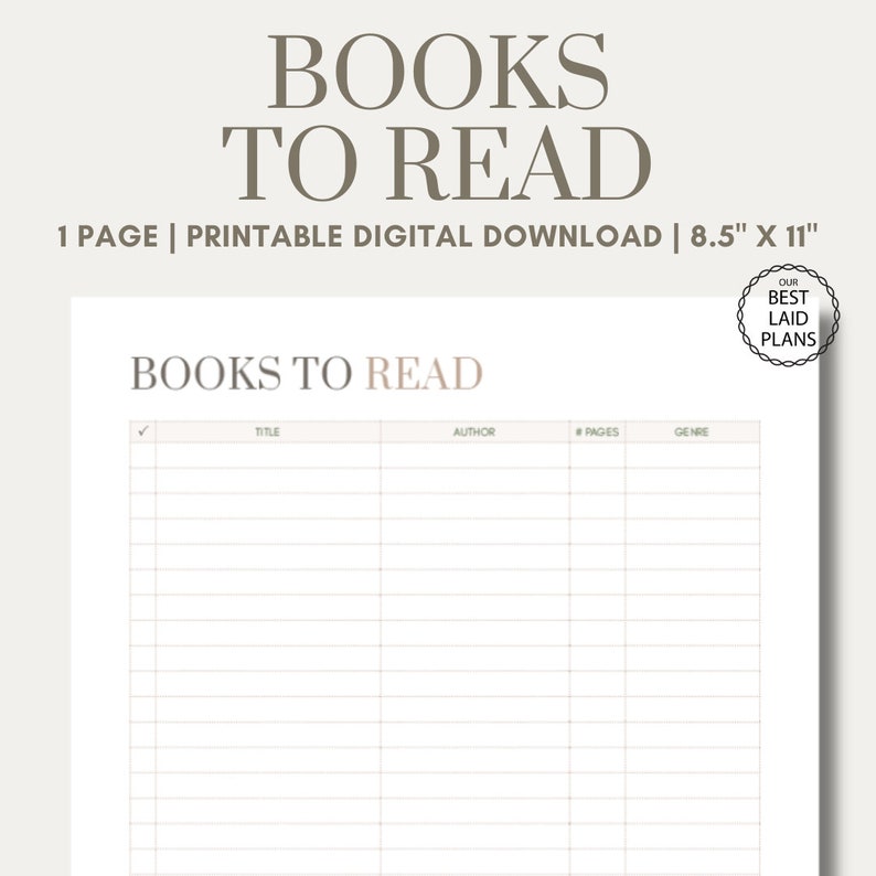 Books to Read Tracker Printable Good Books to Read List Planner Reading ...