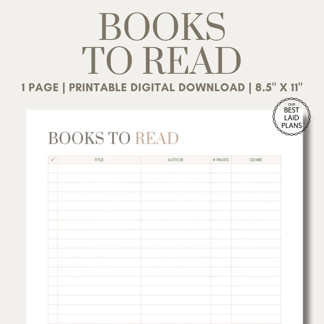 Books to Read Tracker Printable Good Books to Read List Planner Reading ...