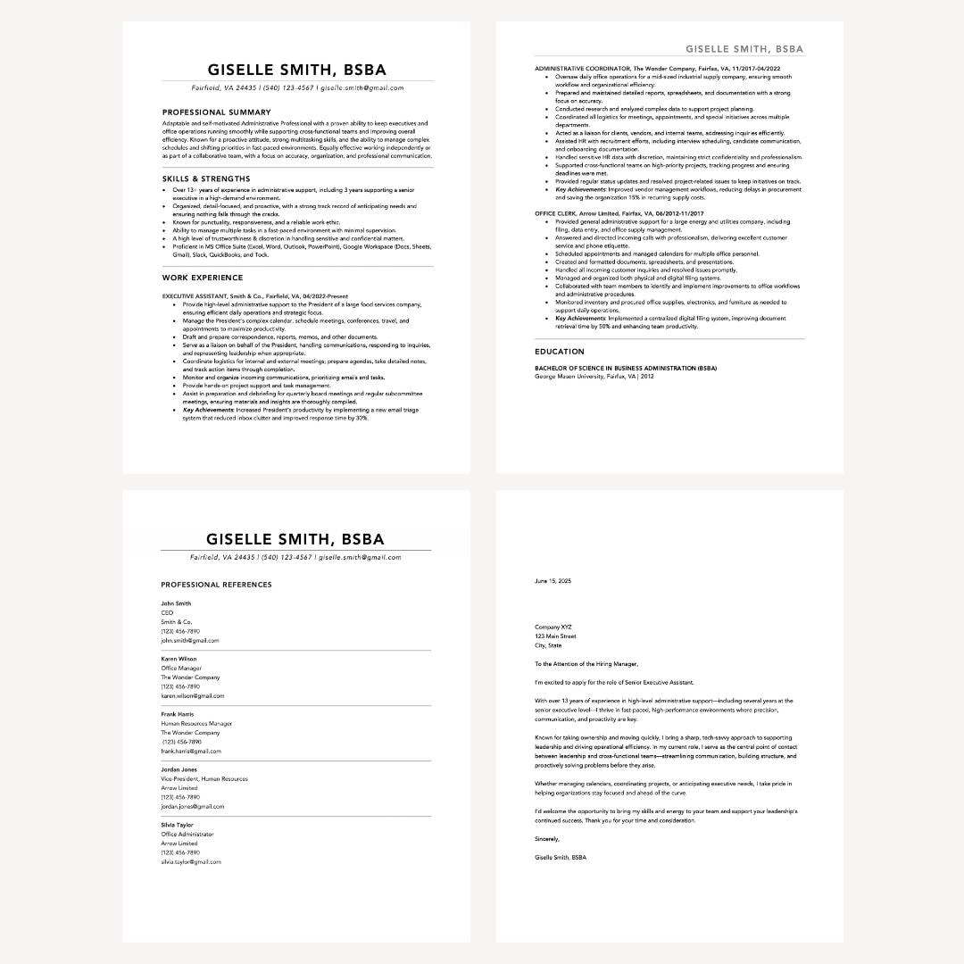 Administrative Assistant Resume Template With Cover Letter and Example ...