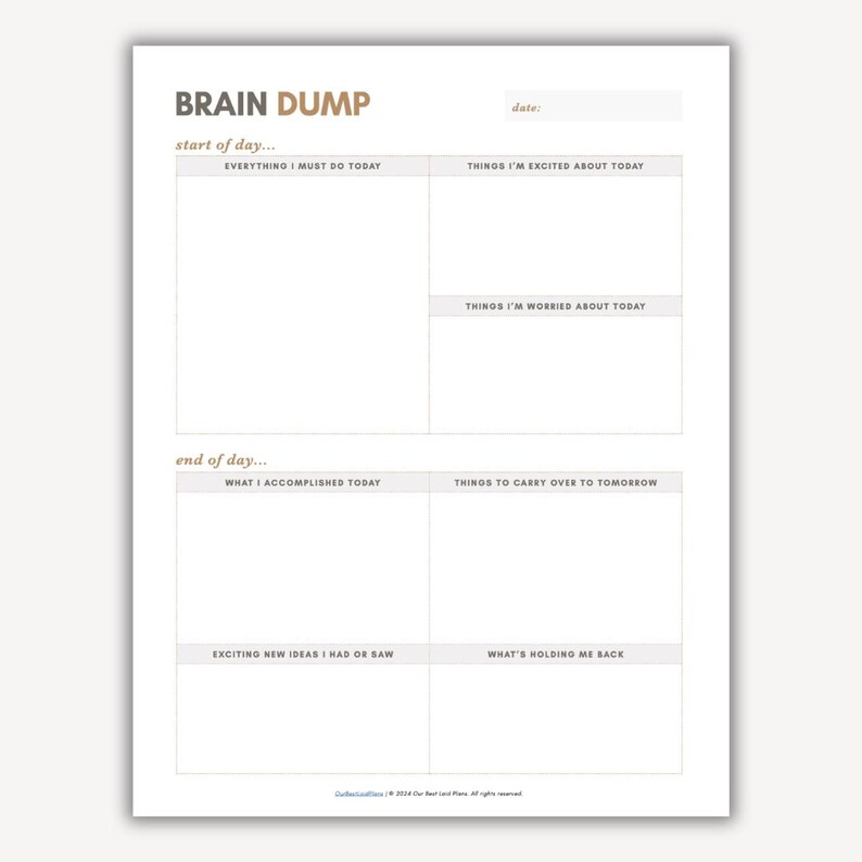 Brain Dump Printable PDF, Mind Dump Digital Download, Braindumping ...