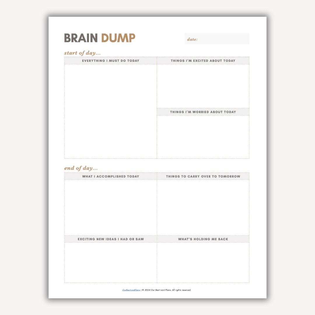 Brain Dump Printable PDF, Mind Dump Digital Download, Braindumping ...