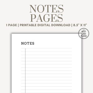 Lined Notes Page Printable Notes Page Notepad Printable PDF Notes ...