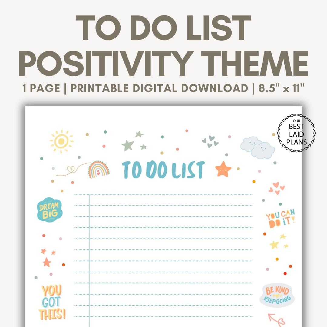 Printable to Do List, Positivity Theme to Do Template List, to Do Form ...