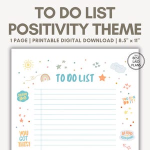 Printable to Do List, Positivity Theme to Do Template List, to Do Form ...
