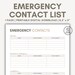 Emergency Contacts Phone List, Emergency Contacts Printable, Emergency ...