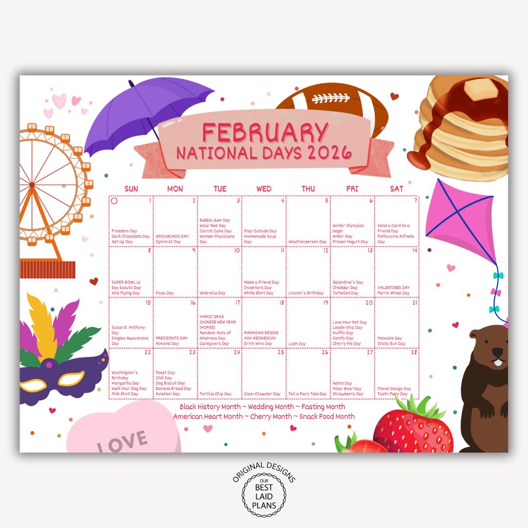 February National Days Calendar, National February Days Calendar ...