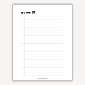 Notes Page Notepad Printable PDF Notes Printable Notepad Printable ...