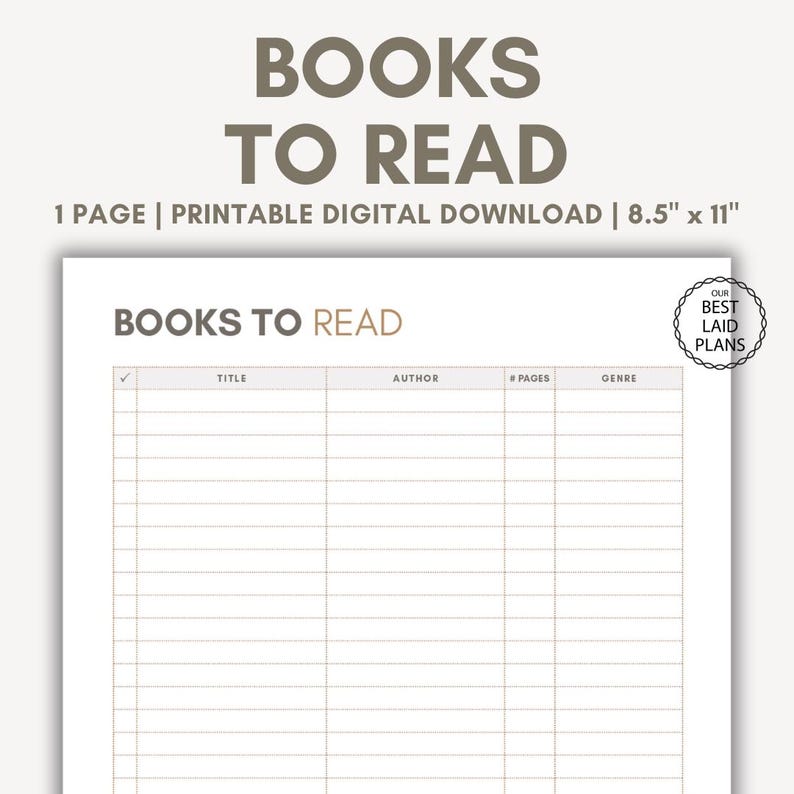 Books to Read Printable PDF, Books Recommendations, Good Books to Read ...