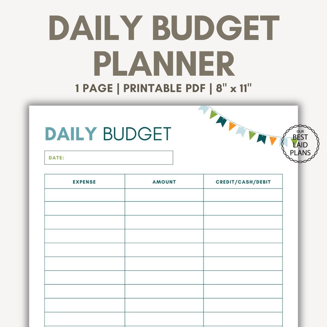 Daily Budget Planner Printable PDF Daily Budget Tracker Daily Budget ...