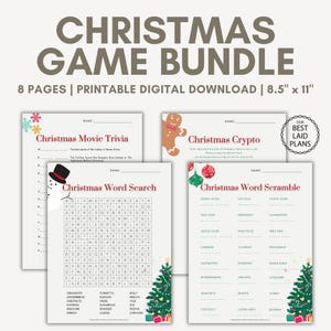 Christmas Game Bundle Printable, Christmas Word Search, Christmas ...