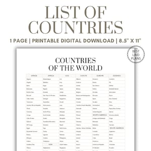 List of Countries of the World, Names of Countries, World Countries ...