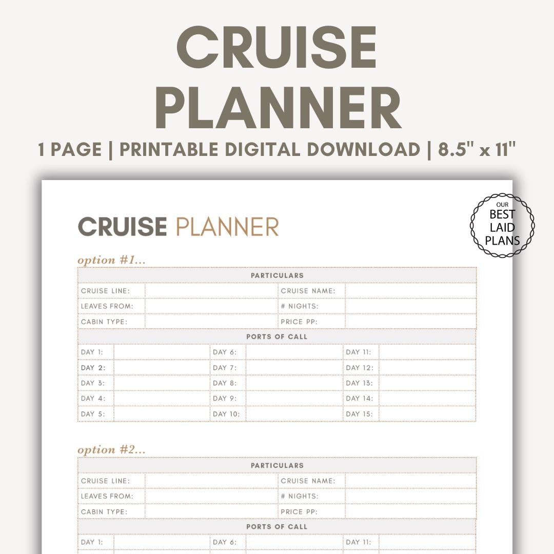 Cruise Planner Printable PDF Plan My Cruise Vacation Planner Cruise ...