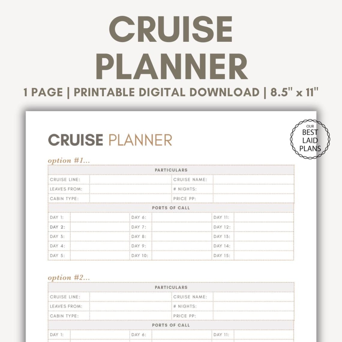 Cruise Planner Printable PDF Plan My Cruise Vacation Planner Cruise ...