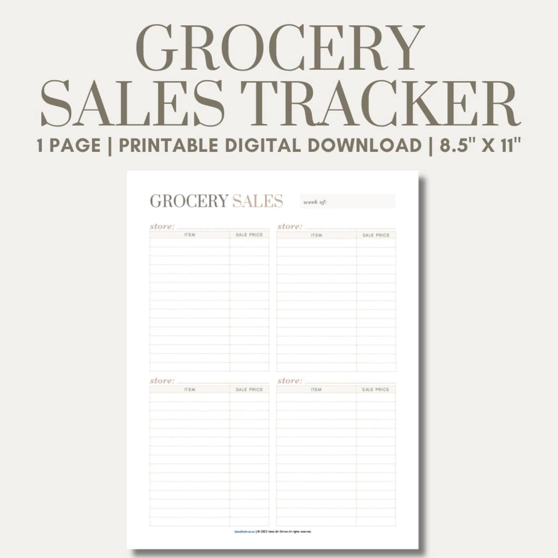 Grocery Tracker, Grocery List Sales Tracker Printable PDF, Grocery ...