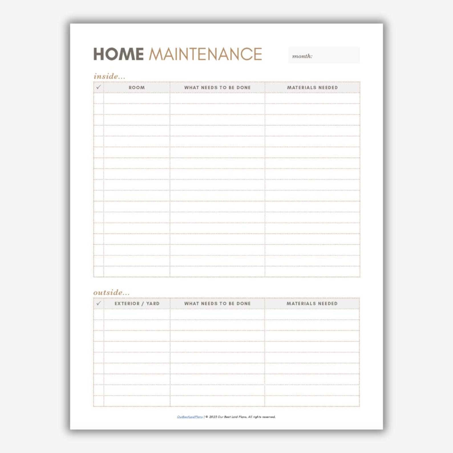 Home Maintenance Checklist PDF, Home Maintenance Checklist Planner ...