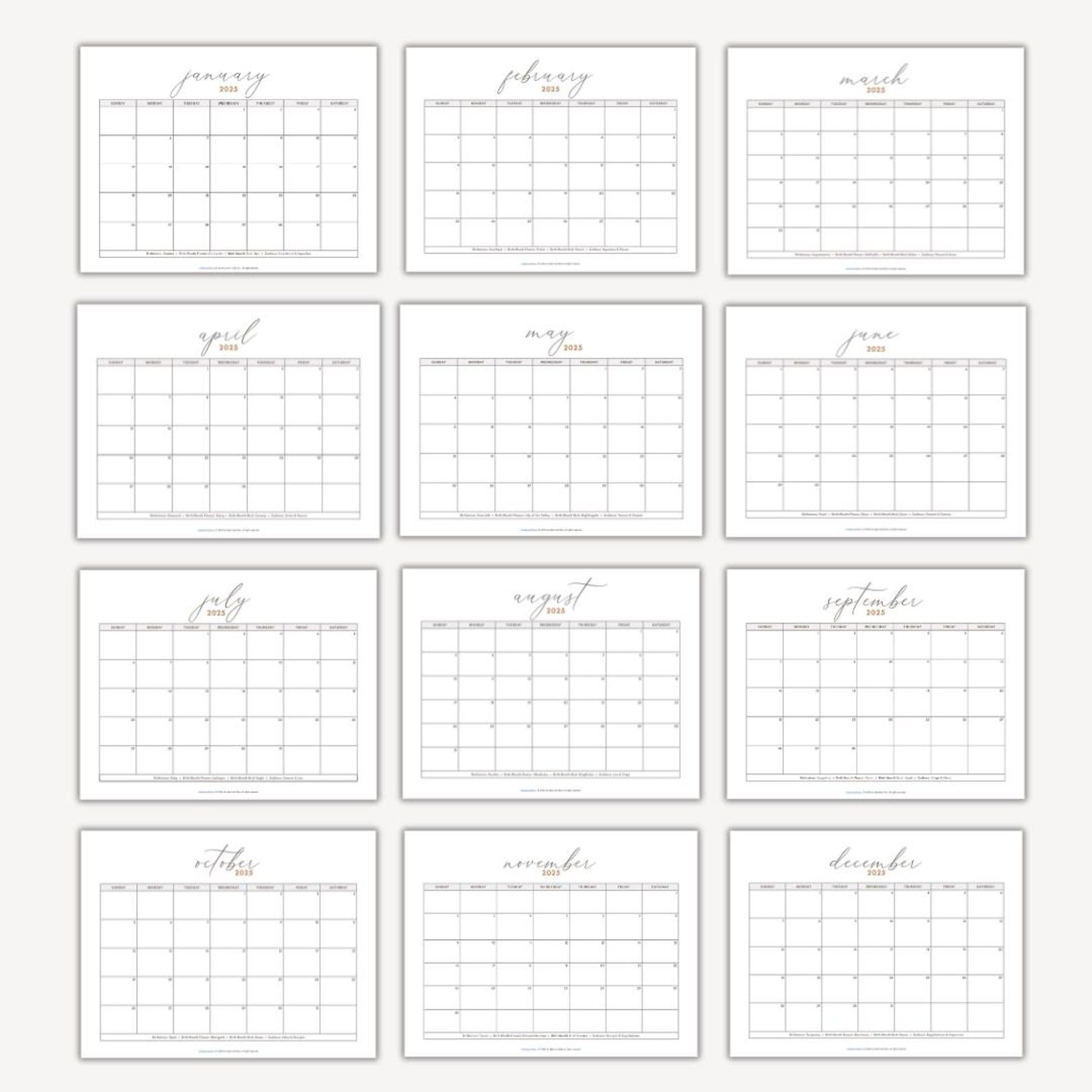 2025 Calendar Printable PDF 2025 Calendar Printable by Month 2025 ...