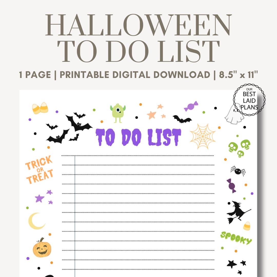 Halloween to Do List Printable Halloween Notepad PDF Digital Download ...