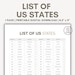 List of the 50 States List of States Printable Alphabetical List of ...