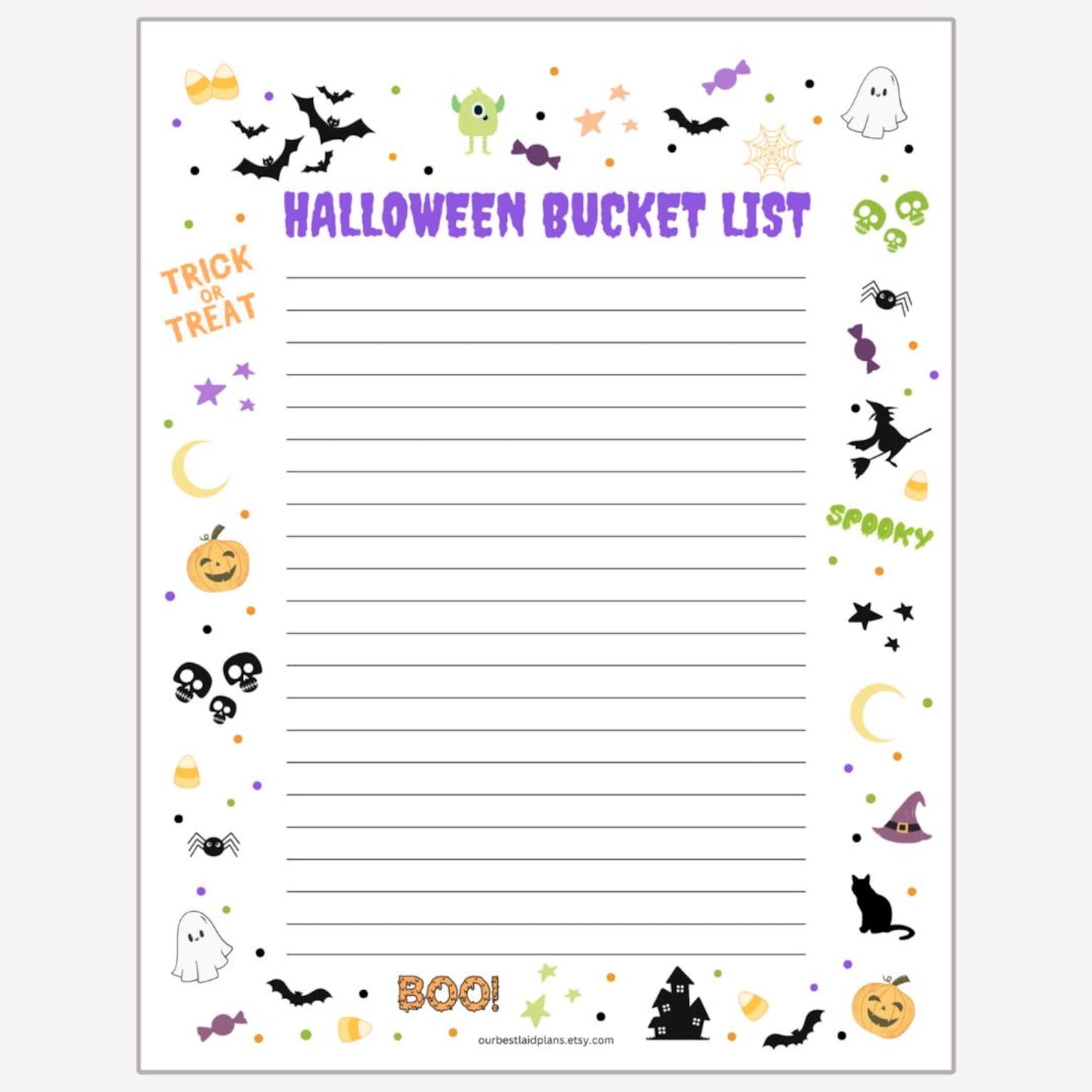 Halloween Bucket List Printable PDF, Halloween 2025, Printable ...