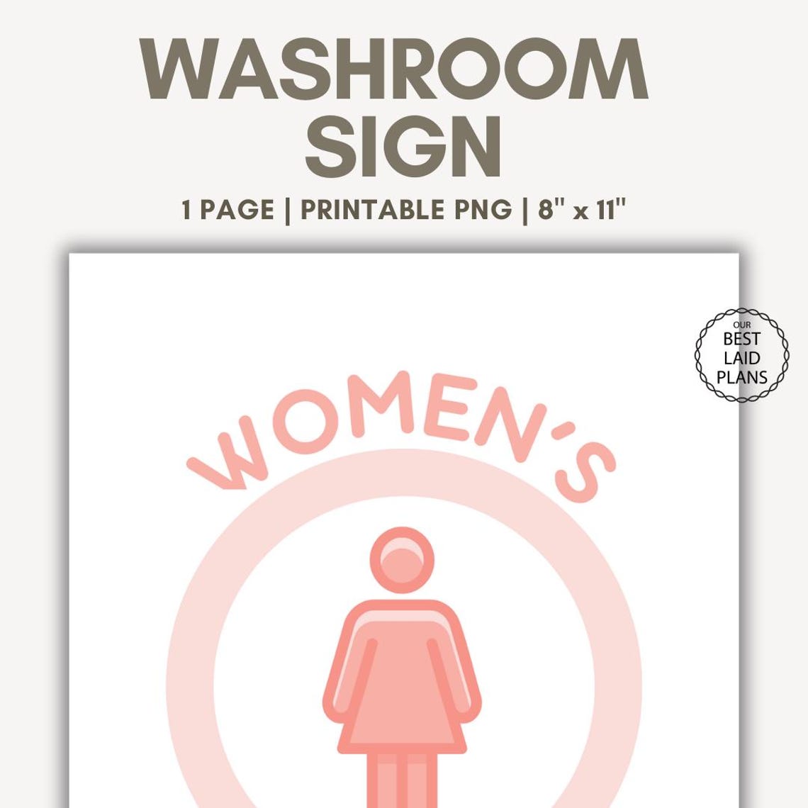 Womens Restroom Sign Printable, Womens Bathroom Sign Printable, Womens ...
