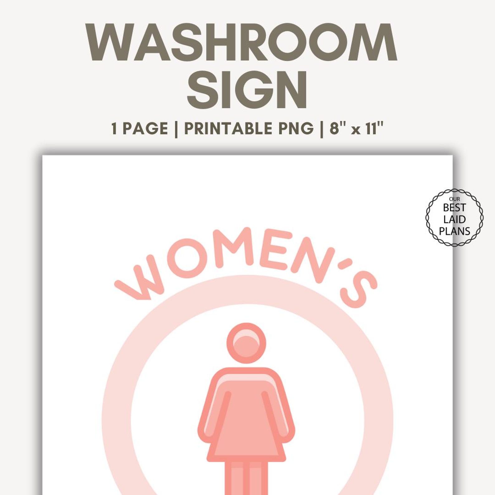 Womens Restroom Sign Printable, Womens Bathroom Sign Printable, Womens ...