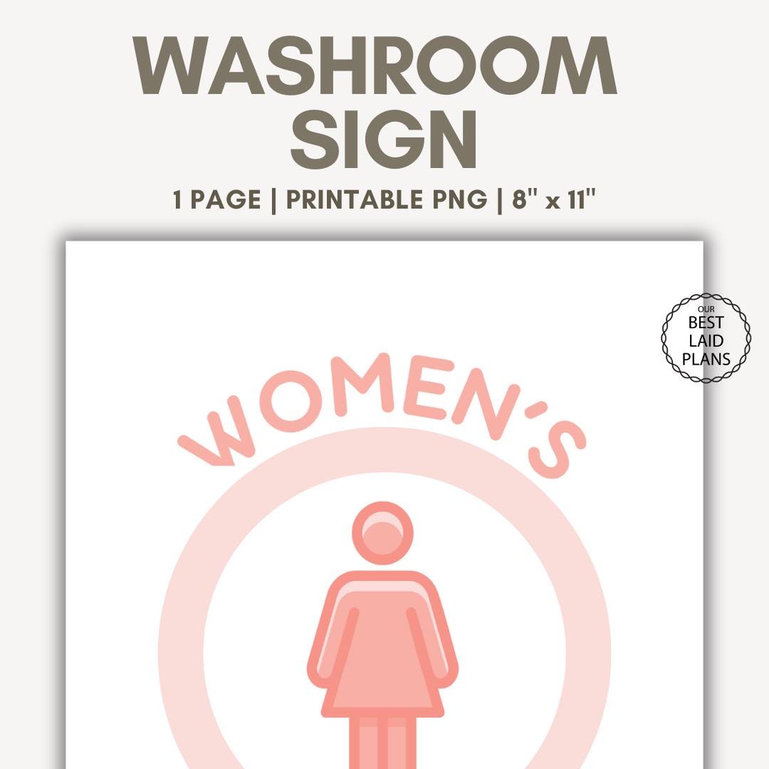 Womens Restroom Sign Printable, Womens Bathroom Sign Printable, Womens ...