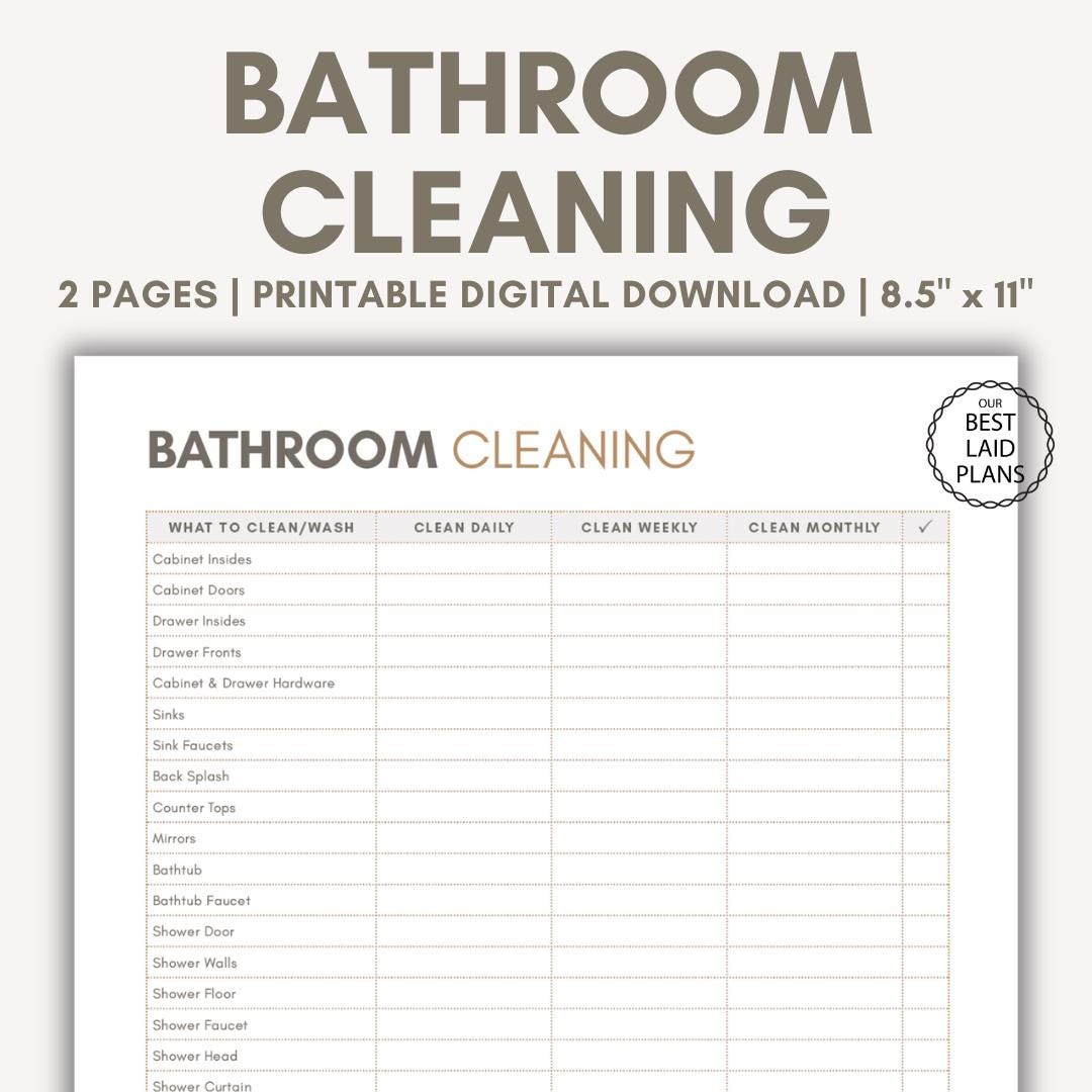 Bathroom Cleaning Checklist PDF, Bathroom Cleaning Checklist Printable ...
