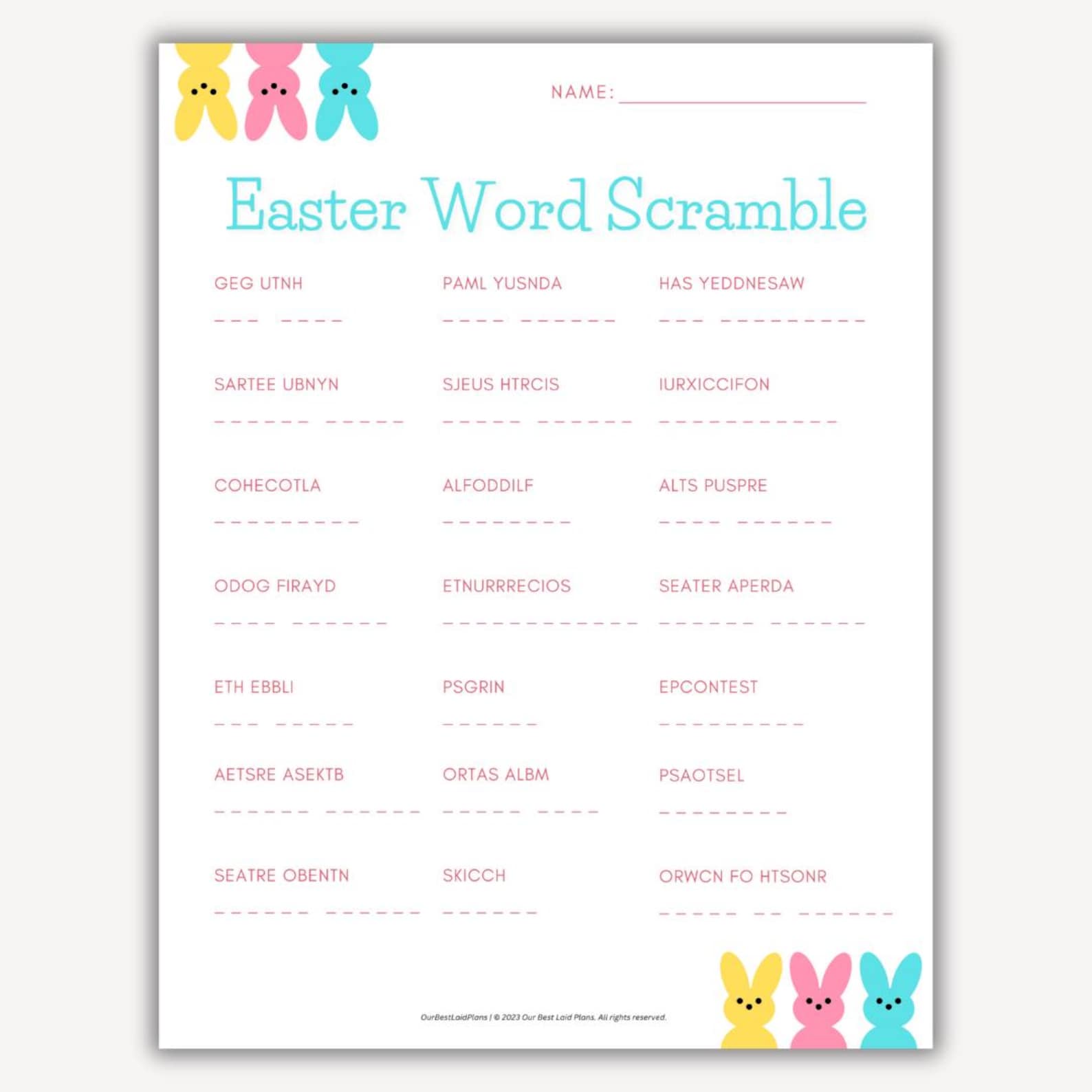 Easter Word Scramble Game Printable Digital Download PDF Easter Word ...