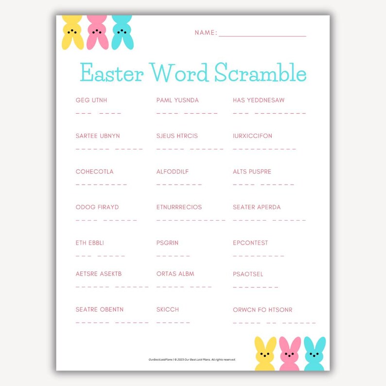 Easter Word Scramble Game Printable Digital Download PDF Easter Word ...