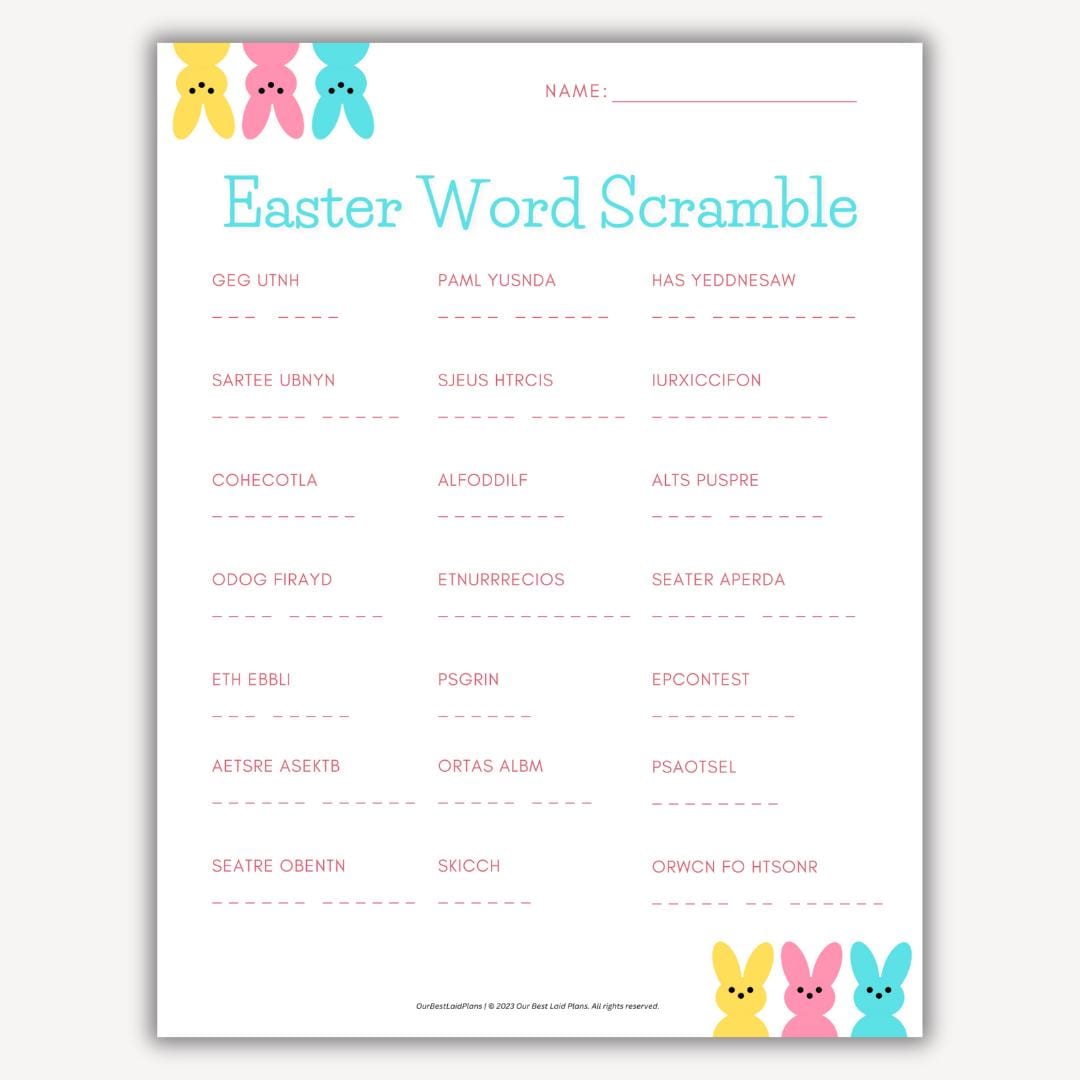 Easter Word Scramble Game Printable Digital Download PDF Easter Word ...
