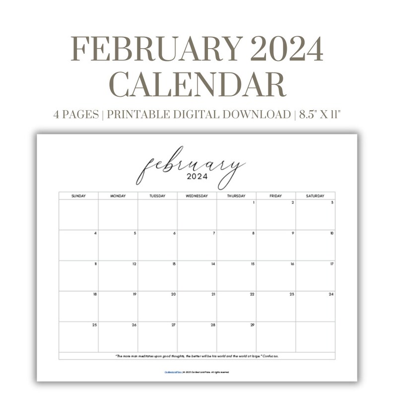 February 2024 Calendar Holidays, February 2024 Printable PDF Portrait ...