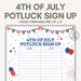 4th of July Potluck Sign up Sheet Printable, 4th of July Potluck Sign ...
