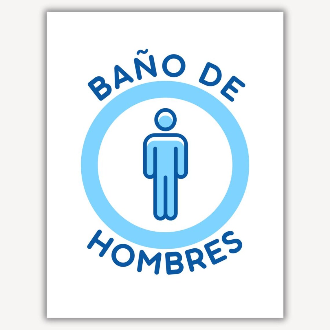 Mens Washroom Sign in Spanish Printable, Bano De Hombres, Spanish Mens ...