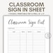 Classroom Sign in Sheet Printable PDF, Class Sign in and Sign Out ...