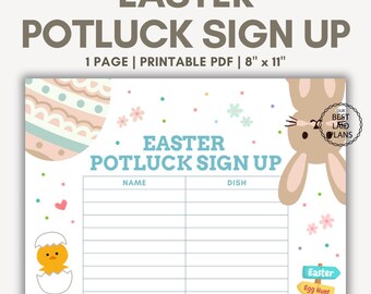 Easter Potluck Sign up Sheet Printable, Easter Dinner Sign up Sheet ...