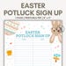 Easter Potluck Sign up Sheet Printable, Easter Dinner Sign up Sheet ...