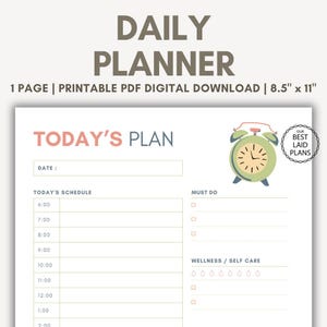 Daily Planner Printable 2025 Template Digital Agenda Daily Planner ...