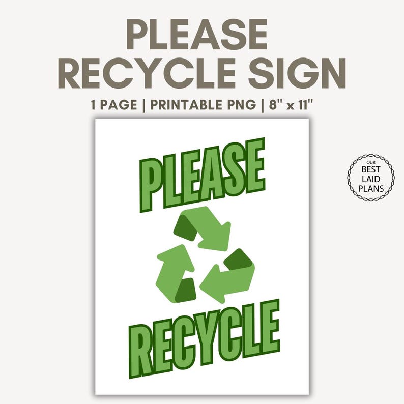 Please Recycle Sign Printable, Recycling Sign Printable, Please Recycle ...