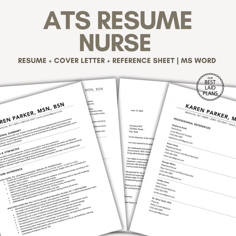 Nurse Resume Template ATS Format, Registered Nurse ATS Resume Template ...